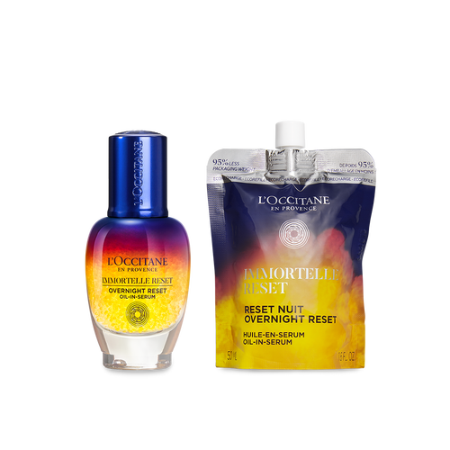 Duo Immortelle Overnight Reset Öl-in-Serum 30ml und Nachfüllpackung 2-tlg. | L'OCCITANE CH